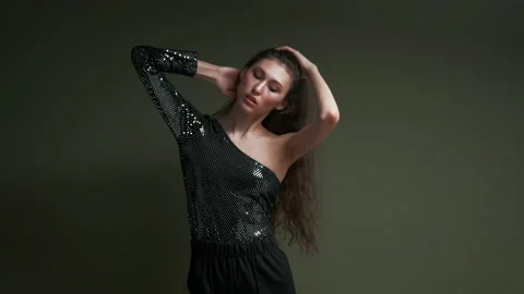 A young beautiful sensual female model p... | Stock Video | Pond5