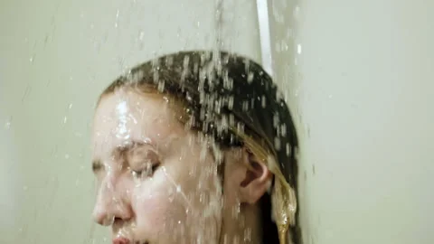 Young Woman Take A Shower Up Slow Motion Stock Footage ~ Royalty Free ...