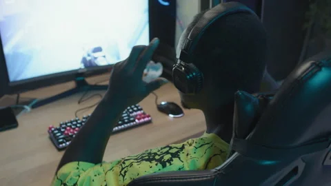 Young Black Gamer Getting Ready to Play ... | Stock Video | Pond5