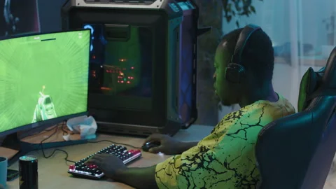 Young Black Man Playing Videogame and Lo... | Stock Video | Pond5