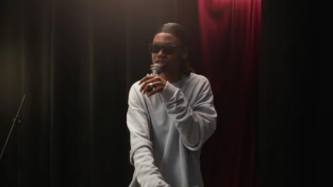 Young Black Rapper Performing on Stage w... | Stock Video | Pond5