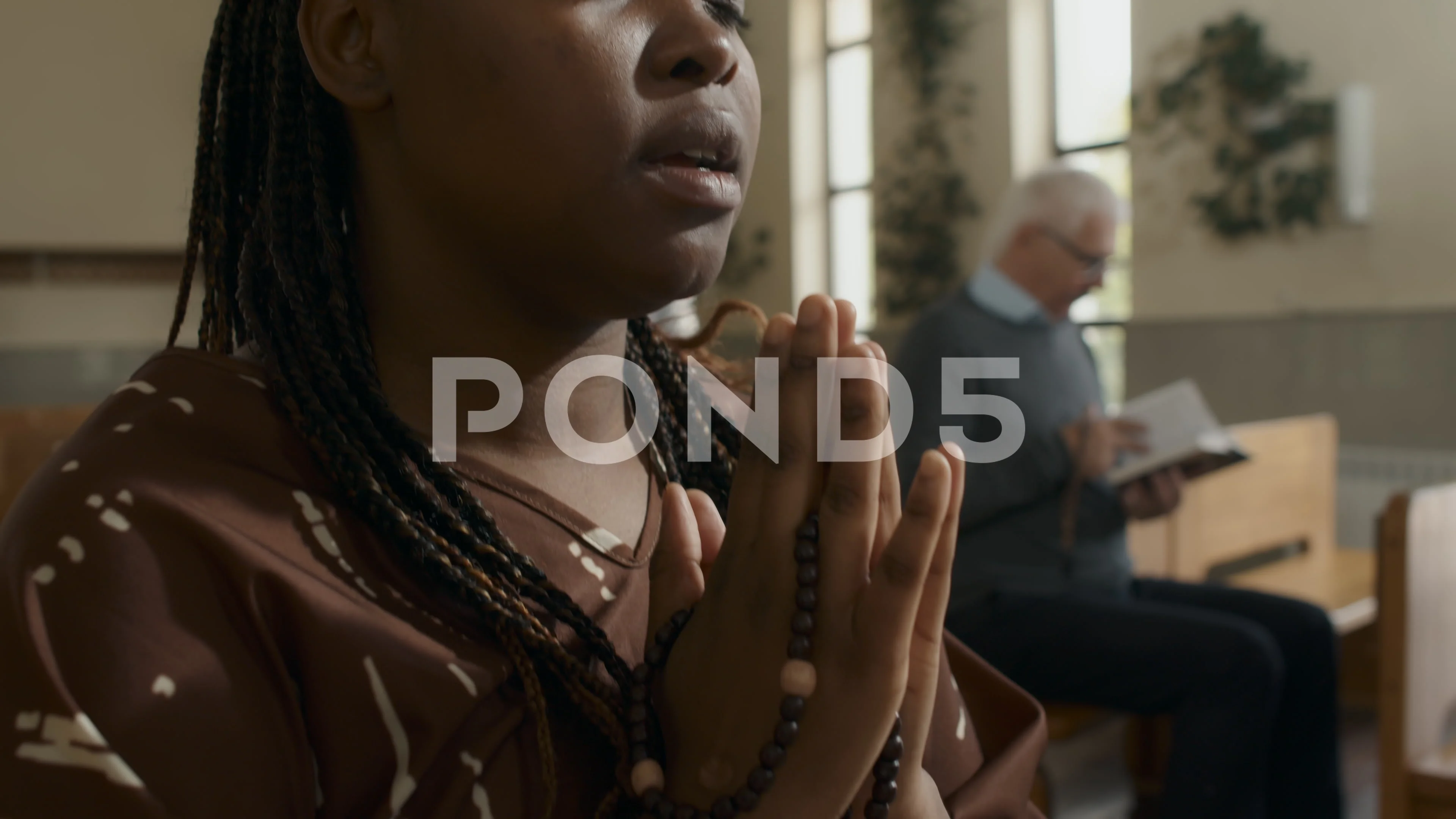 Black Woman Praying In Church