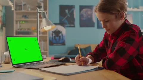 Young Boy Making Video Call on Laptop Co... | Stock Video | Pond5