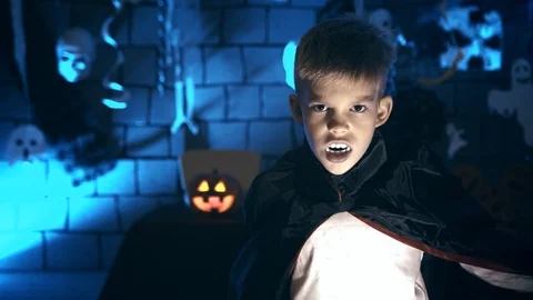 Young boy in a vampire costume for Hallo... | Stock Video | Pond5