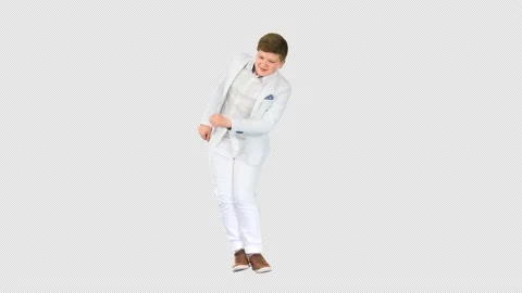 Young boy in a white suit dancing, Alpha... | Stock Video | Pond5