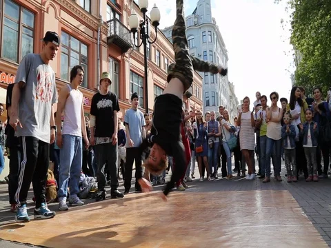 Young break dance dancers performing str... | Stock Video | Pond5