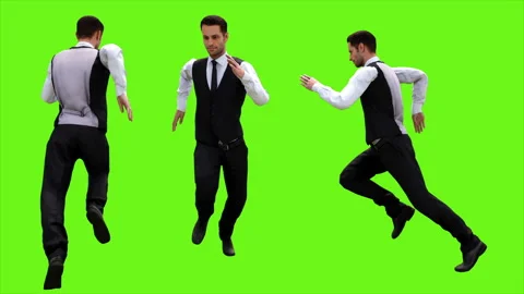 Young businessman running on a green scr... | Stock Video | Pond5