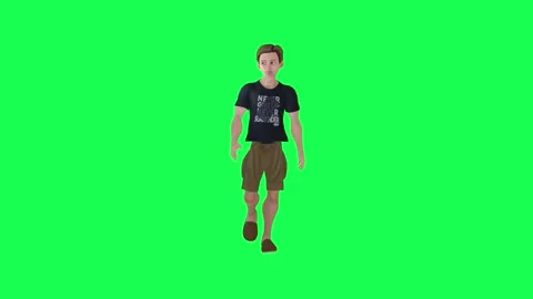 Young cartoon boy walking front angle is... | Stock Video | Pond5