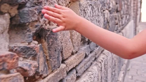 Girl Sliding Hand On Wall Stock Video Footage | Royalty Free Girl ...