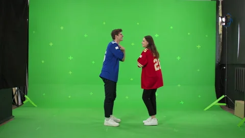 young couple is dancing on a green scree... | Stock Video | Pond5