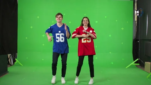 young couple is dancing on a green scree... | Stock Video | Pond5