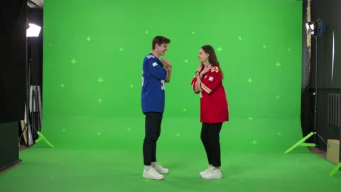 young couple is dancing on a green scree... | Stock Video | Pond5