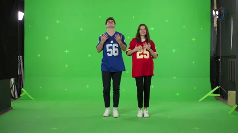 young couple is dancing on a green scree... | Stock Video | Pond5