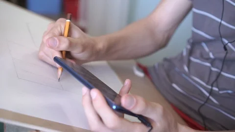 Young creative man. Pencil drawing. Crea... | Stock Video | Pond5
