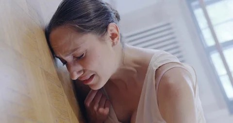 Young Dancer Woman Sad Crying on Floor E... | Stock Video | Pond5