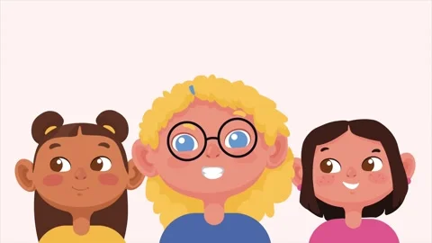 young diversity women characters animati... | Stock Video | Pond5
