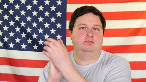 Young fat man clapping on the background... | Stock Video | Pond5