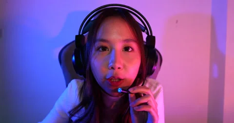 young female game streamer | Stock Video | Pond5