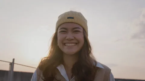 Young Gen Z model portrait at urban blue... | Stock Video | Pond5