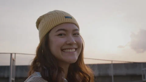 Young Gen Z model portrait at urban blue... | Stock Video | Pond5