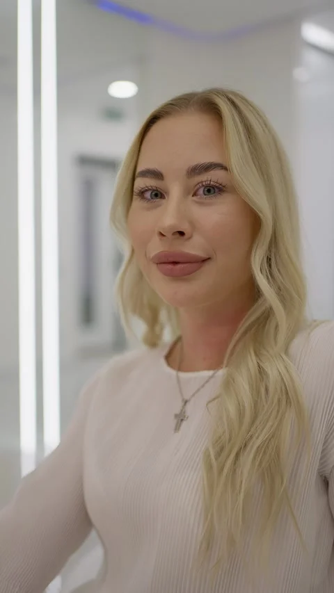 Young girl with botox on her face and en... | Stock Video | Pond5