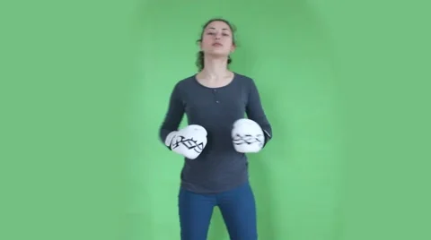 young girl boxing green screen | Stock Video | Pond5