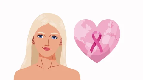 young girl with breast cancer ribbon ani... | Stock Video | Pond5