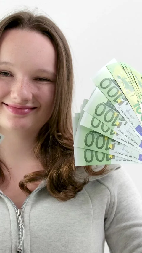 young girl dancing with money teenagers ... | Stock Video | Pond5