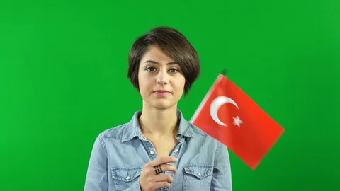 Young Girl waving Turkey hand Flag - Gre... | Stock Video | Pond5