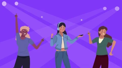 young girls dancing characters animation | Stock Video | Pond5