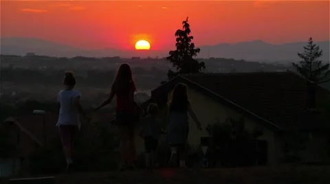 Children Running Into Sunset Stock Video Footage | Royalty Free ...