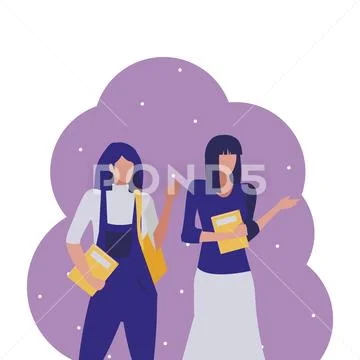 Young girls students modeling: Graphic #105410897