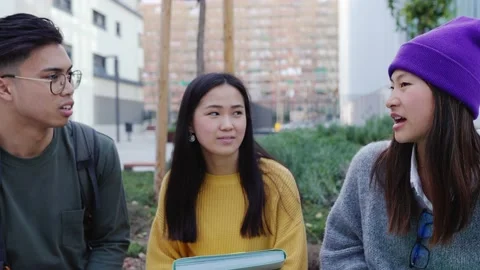 Young group of asian gen z student frien... | Stock Video | Pond5