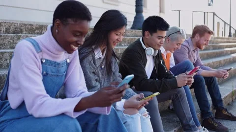 Groups From Asian People Using Phones Stock Video Footage | Royalty ...