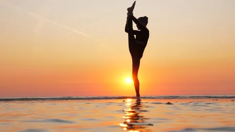 Young gymnast girl show standing split, ... | Stock Video | Pond5