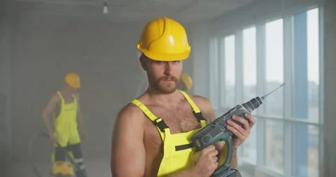 Young handsome male construction worker ... | Stock Video | Pond5