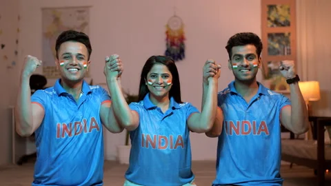 Young Indian cricket fans holding hands ... | Stock Video | Pond5