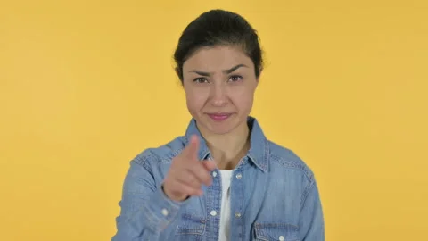 Young Indian Woman No Sign by Finger, Ye... | Stock Video | Pond5