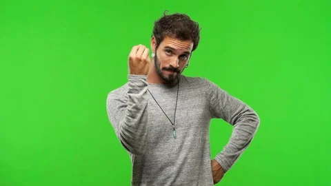 young man on chroma green screen doing a... | Stock Video | Pond5