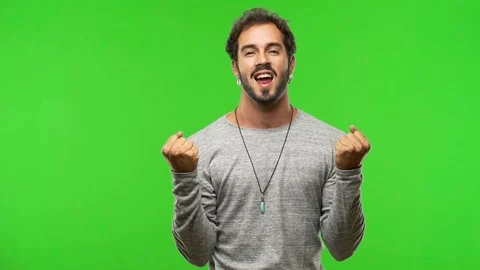 young man on chroma green screen surpris... | Stock Video | Pond5
