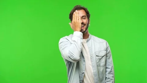 young man on chroma green screen shoutin... | Stock Video | Pond5