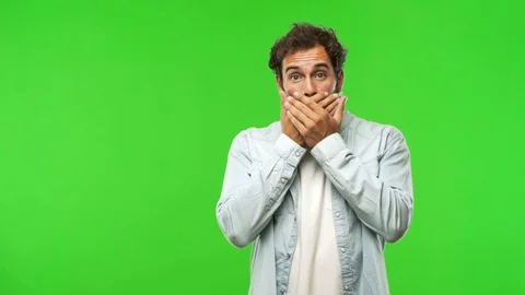 young man on chroma green screen surpris... | Stock Video | Pond5