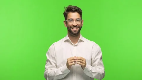 young man on chroma shouting happy | Stock Video | Pond5