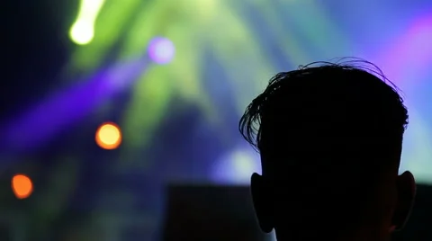 Young man at concert show, back view sil... | Stock Video | Pond5