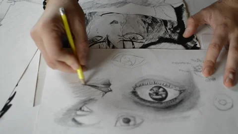 Young man draw 2d manga character, Manga... | Stock Video | Pond5