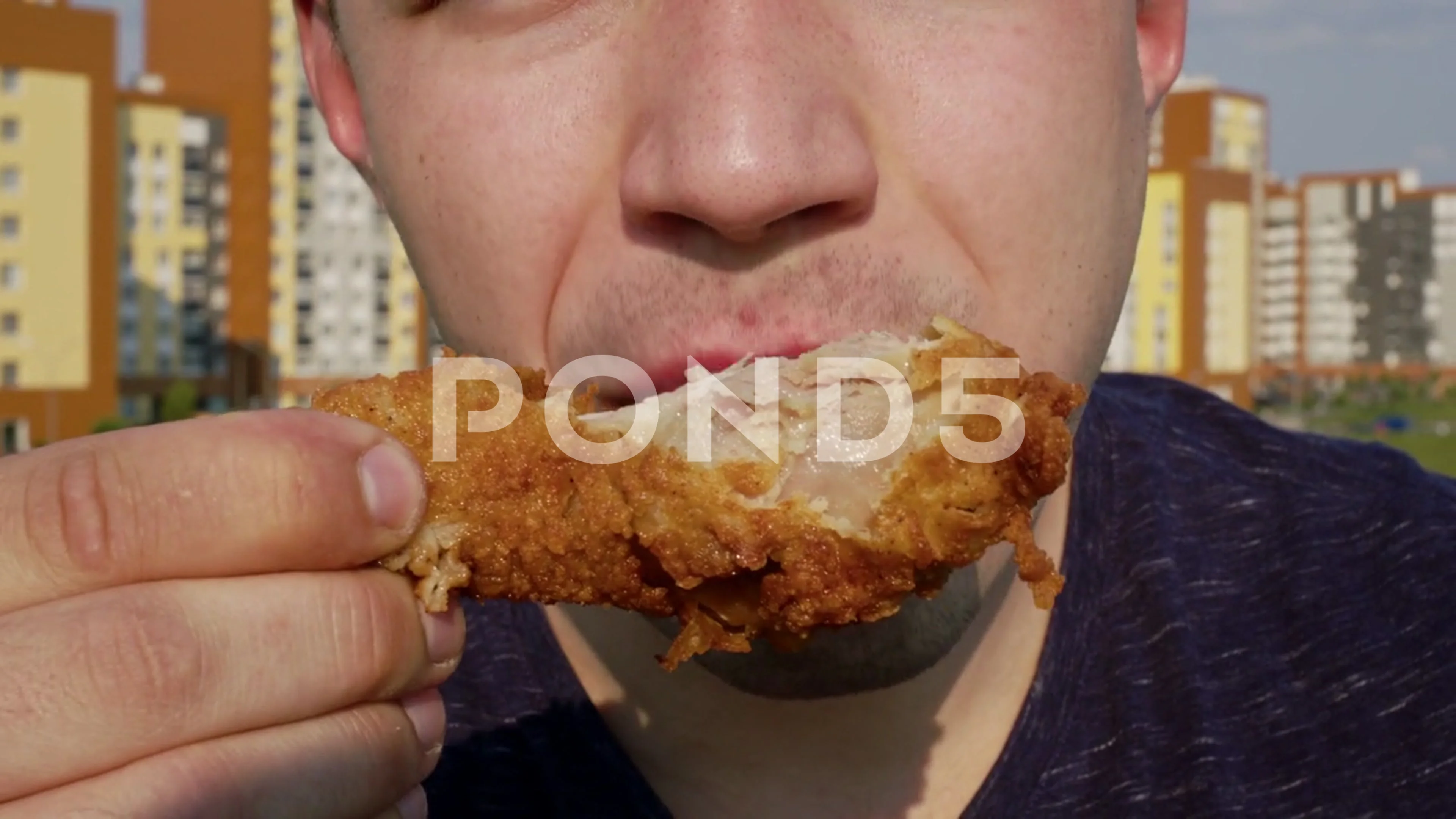 Fat Guy Eating Chicken
