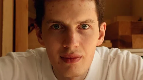 Young man face with blinking eyes. Pavel... | Stock Video | Pond5