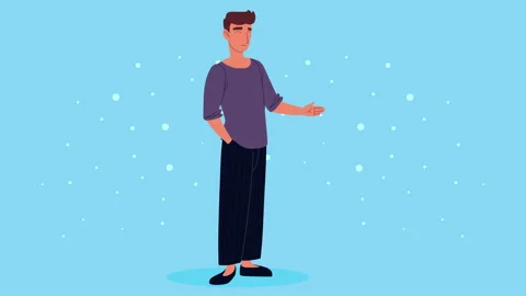 young man standing character animation | Stock Video | Pond5