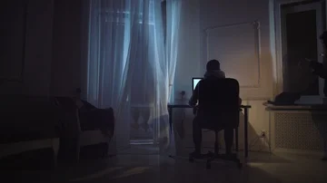 Young man working on script on computer,... | Stock Video | Pond5