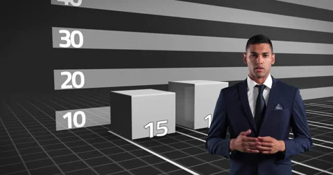 Young mixed race presenter explaining in... | Stock Video | Pond5